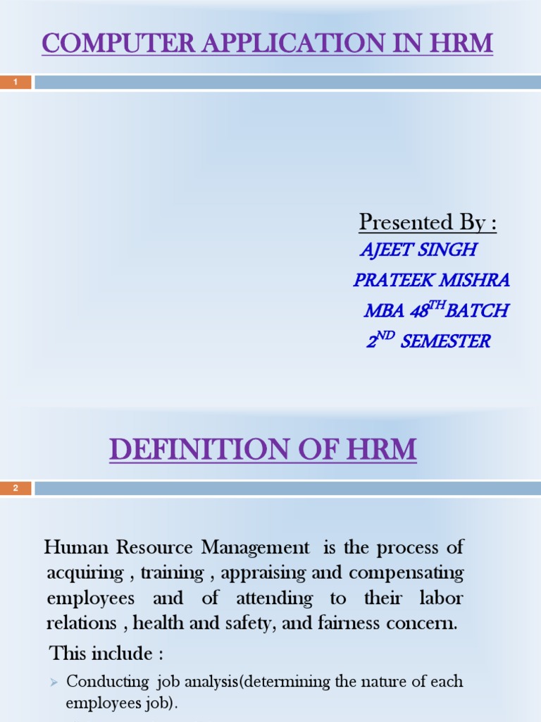 Computer Application in HRM Final | PDF | Human Resource Management ...