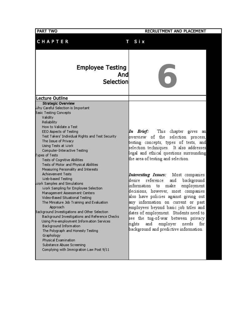 Employee Testing and Selection Overview | PDF | Validity (Statistics ...