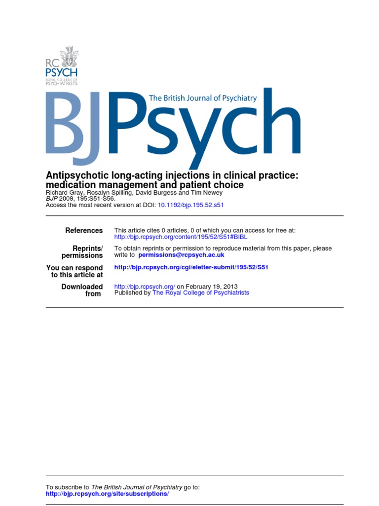 Antipsychotic Long Acting Injections | PDF | Injection (Medicine ...