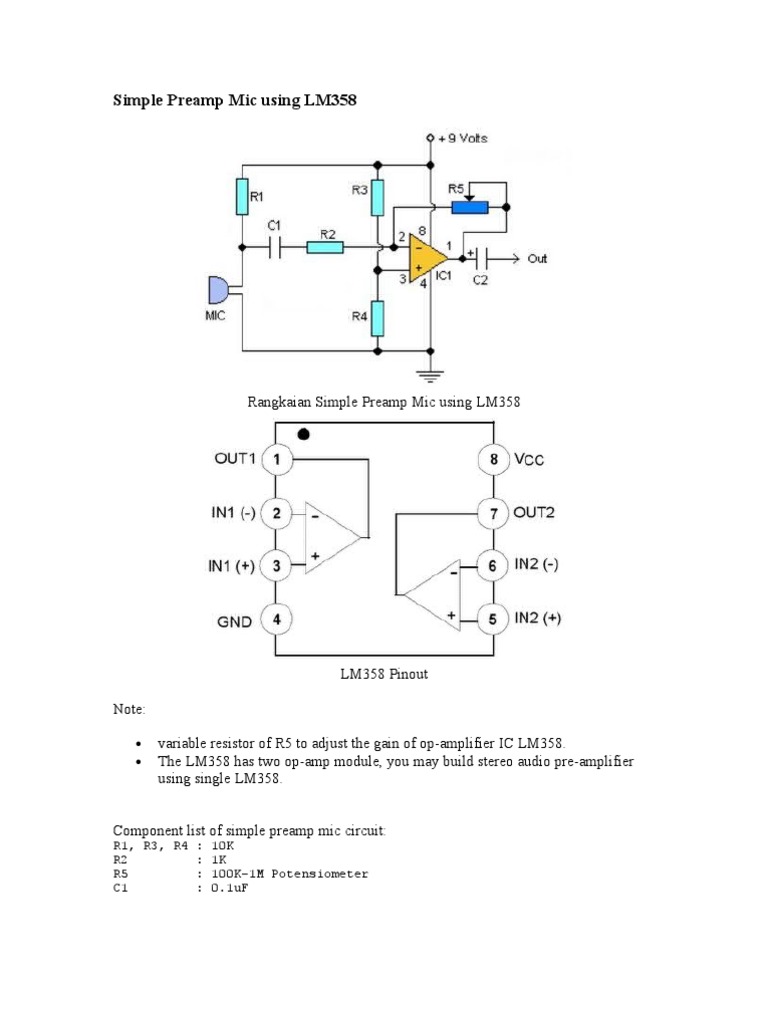 Simple Preamp Mic Using LM358 | PDF | Science & Mathematics