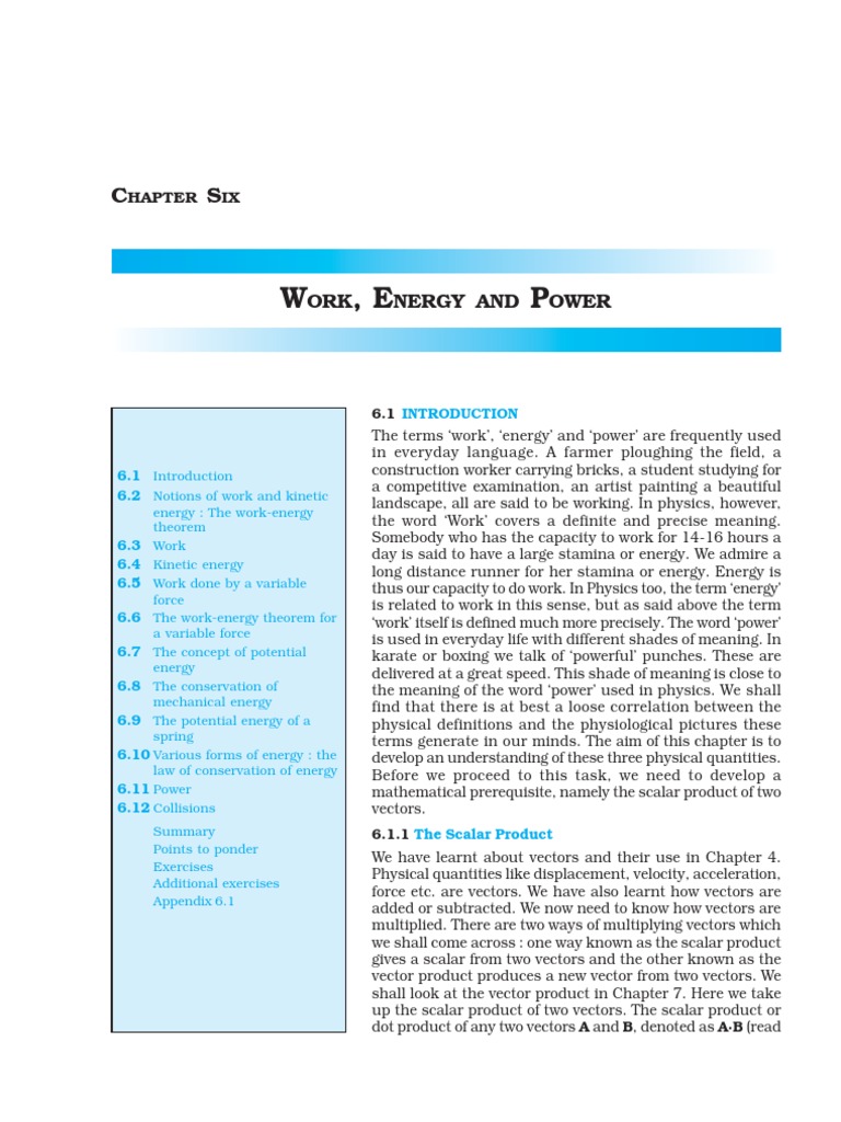 Class 11th Phy Part 1 Chapter 6 | PDF | Potential Energy | Force