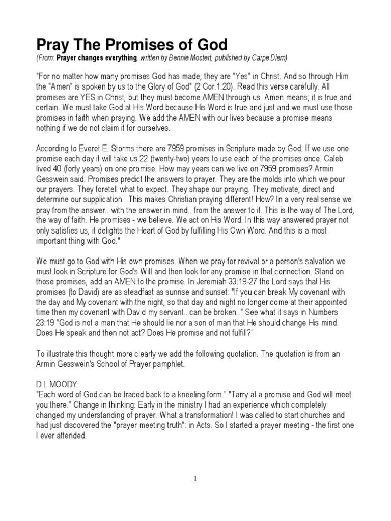 Pray The Promises of God | PDF | Eternal Life (Christianity) | Jesus In ...