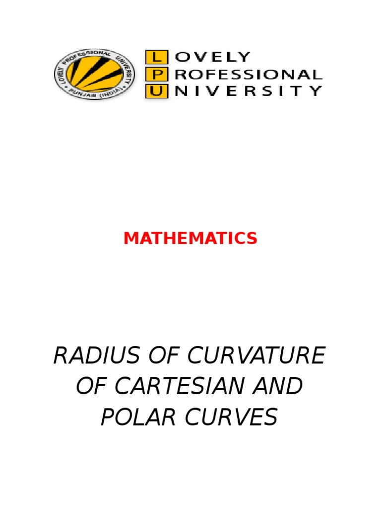 Radius of Curvature of Cartesian ND Polar Curves | PDF | Manifold ...