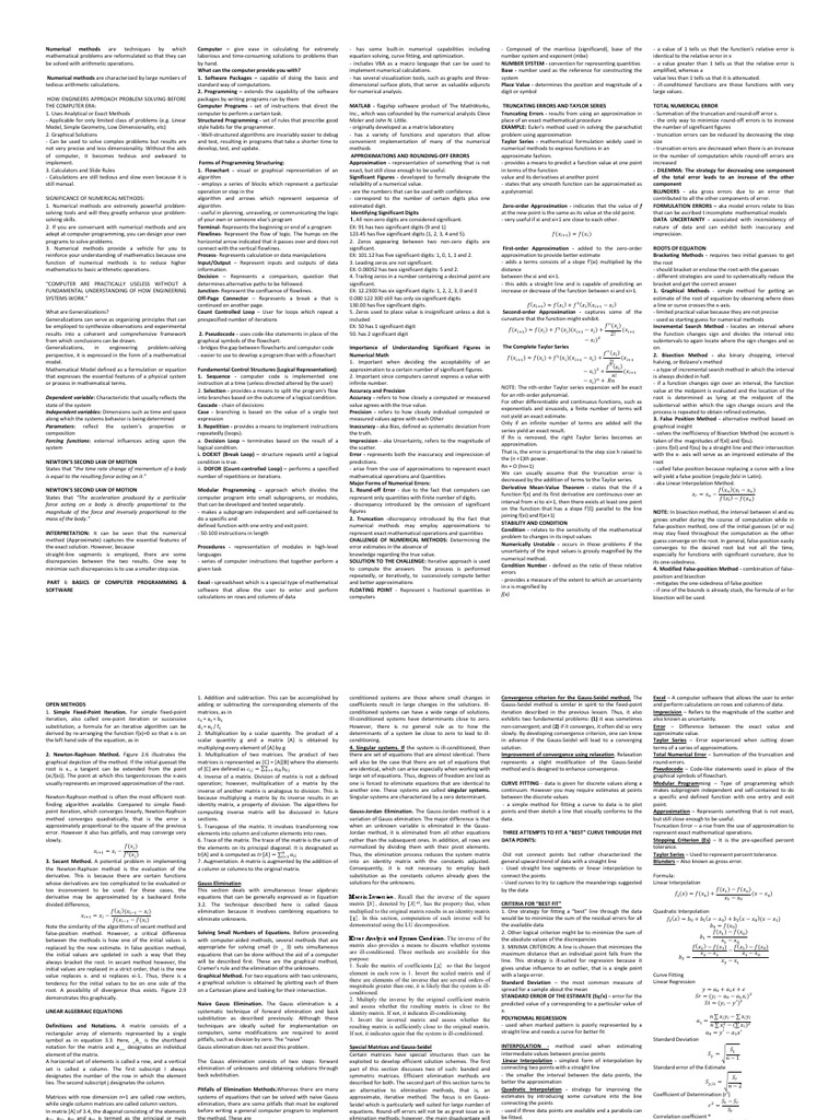 Numerical Methods Reviewer | PDF | Matrix (Mathematics) | Numerical ...