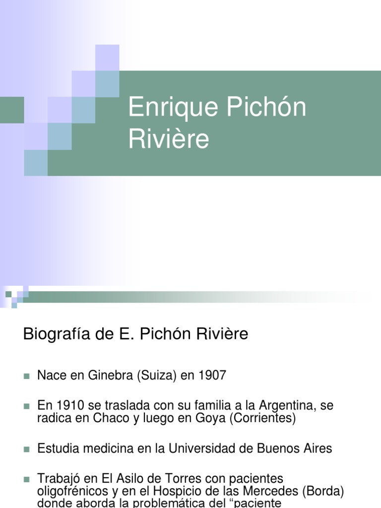 Enrique Pichón Rivière | Subjetividad | Psicología Social