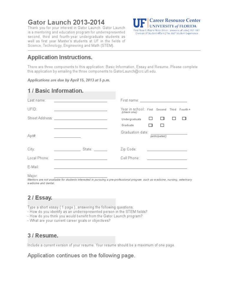 2013 2014 GL Application | PDF | Stem Fields | Mentorship