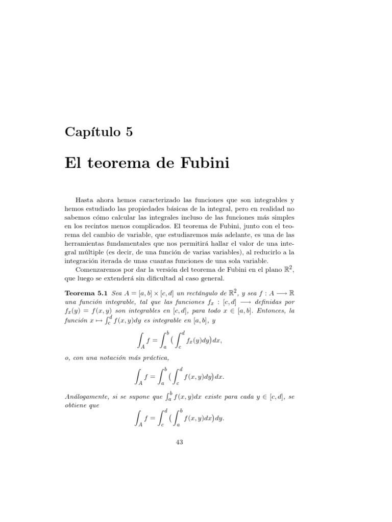 Teorema de Fubini | PDF | Integral | Relaciones matematicas