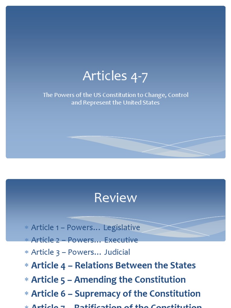 Notes - Constitution - Articles 4-7 | PDF | Ratification ...