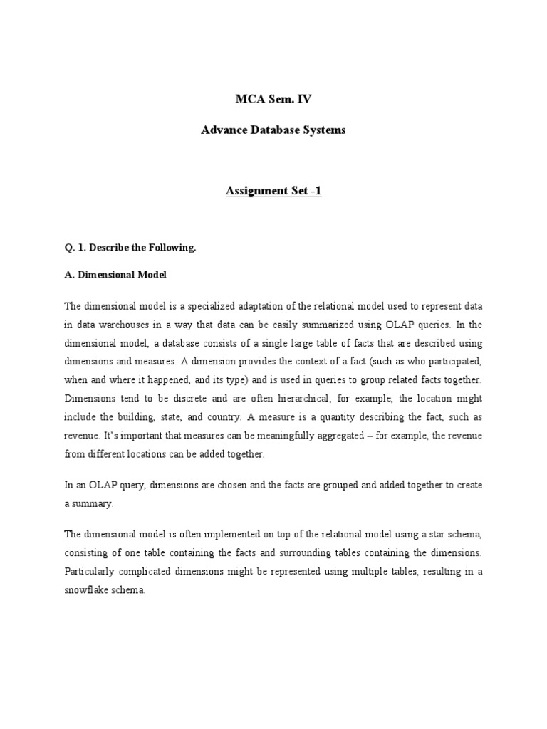 SEM 4 MC0077 Advances Database System | PDF | Data Warehouse | Databases