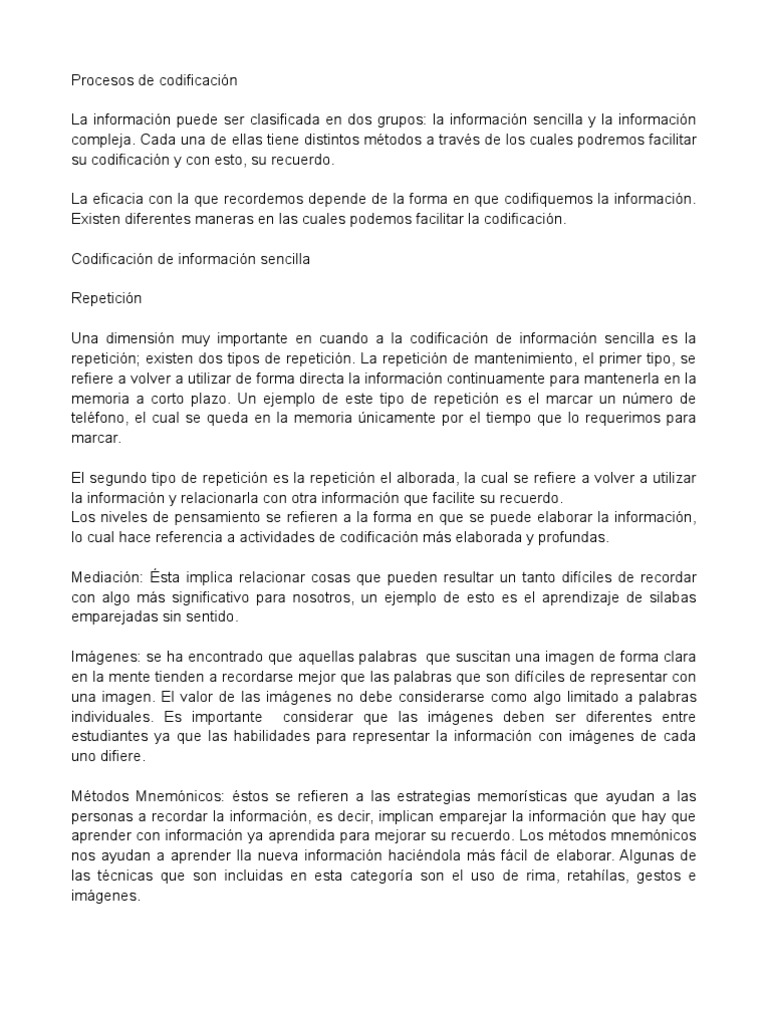 Codificacion de La Informacion | PDF | Memoria | Imagen