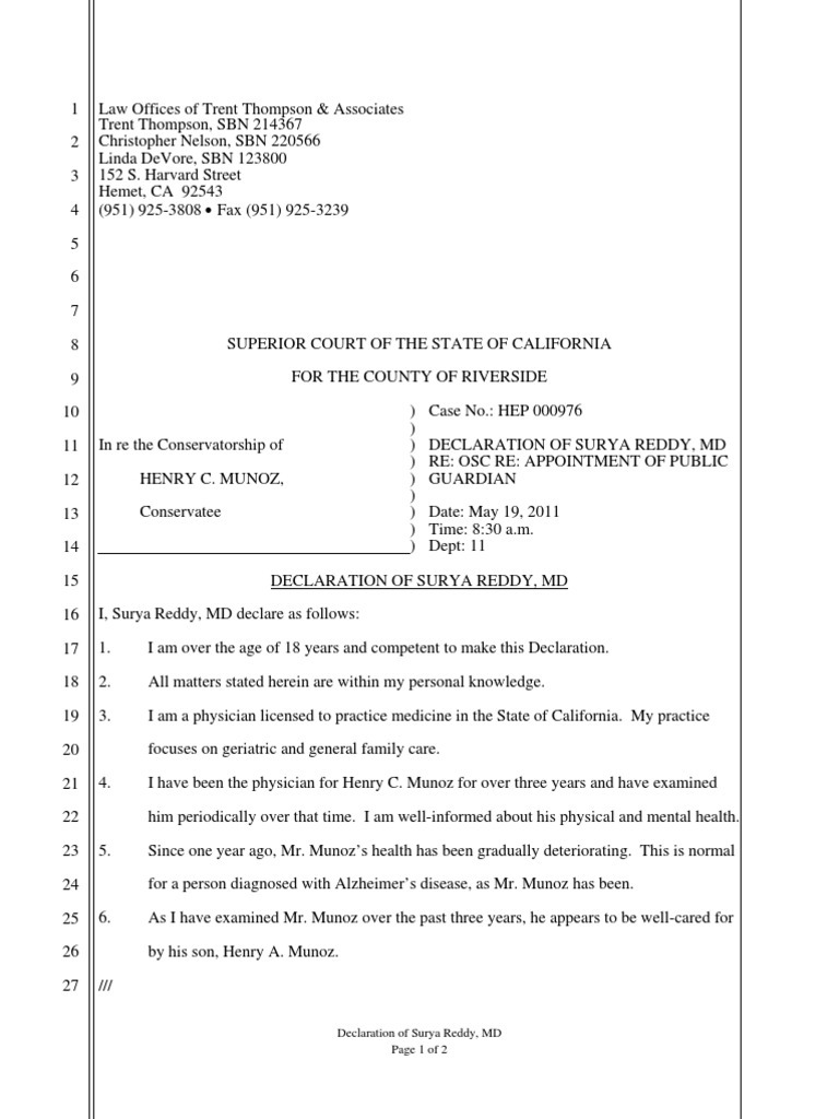 Petition To Remove James Wiley Conservator of The Estate of Henry C ...