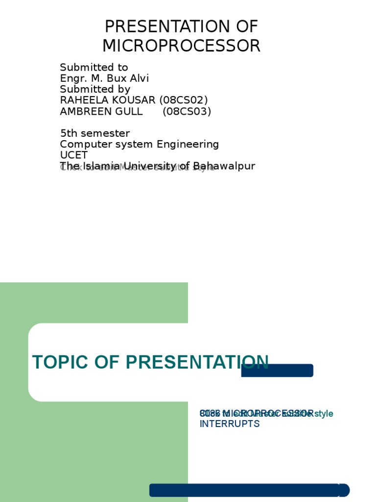 Presentation of Microprocessor | PDF | Electronic Engineering | Computer Architecture
