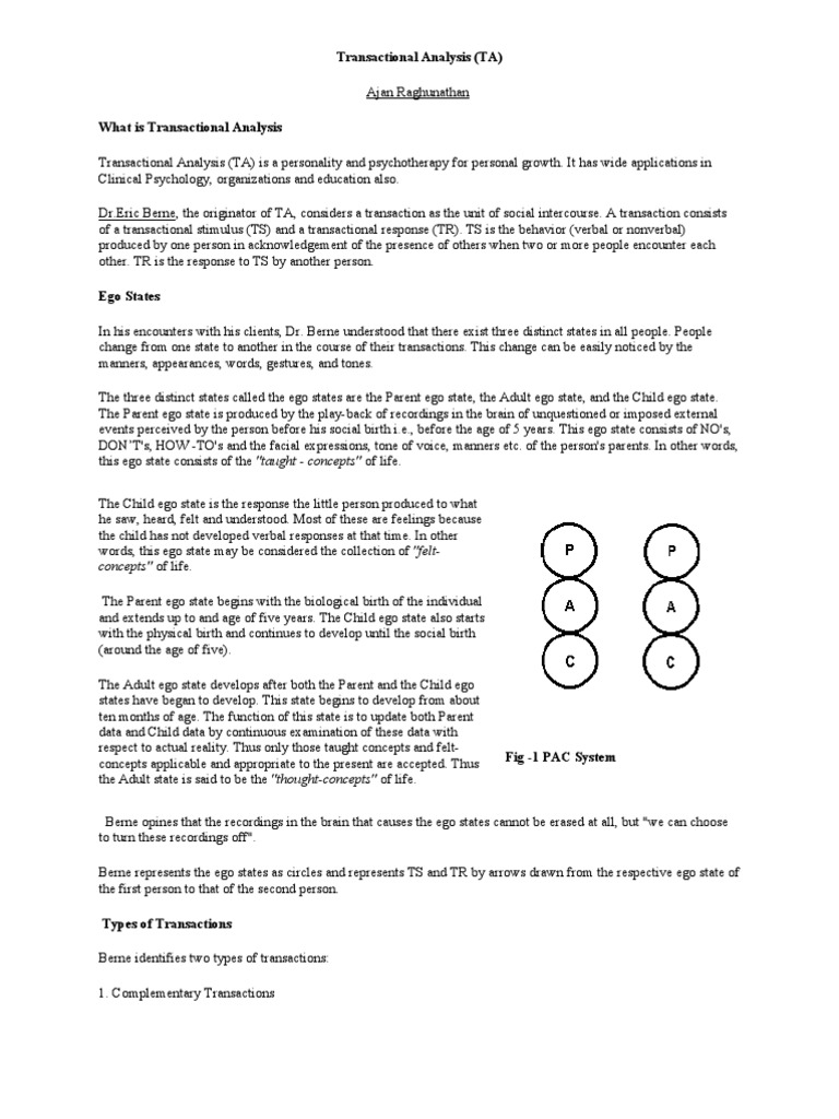 Transactional Analysis: A Concise Overview of Its Key Concepts and ...