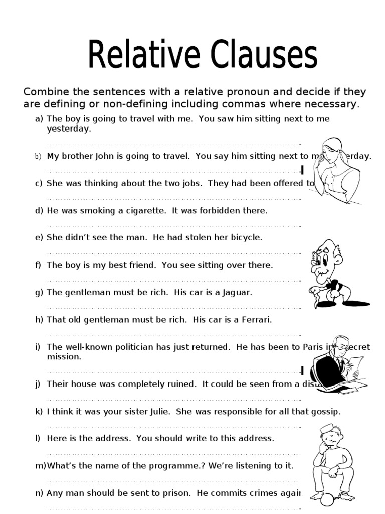 Defining Non-Defining Relative Clauses With Key | PDF | Mystery ...