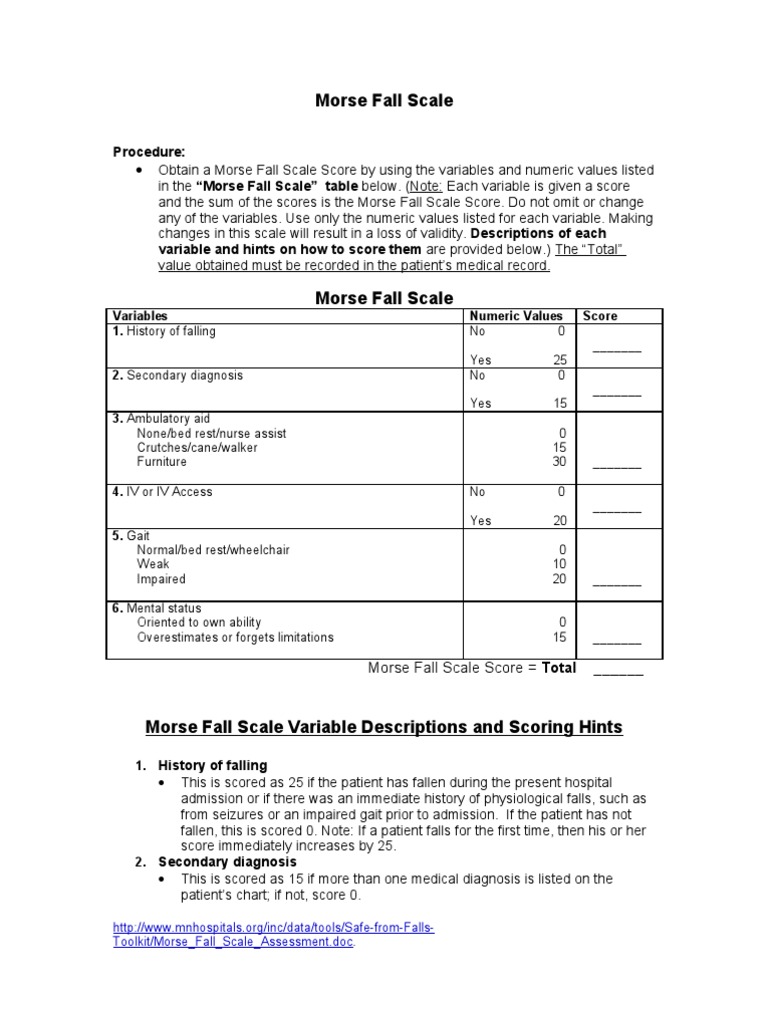 Morse Fall Scale | Wheelchair | Medicine