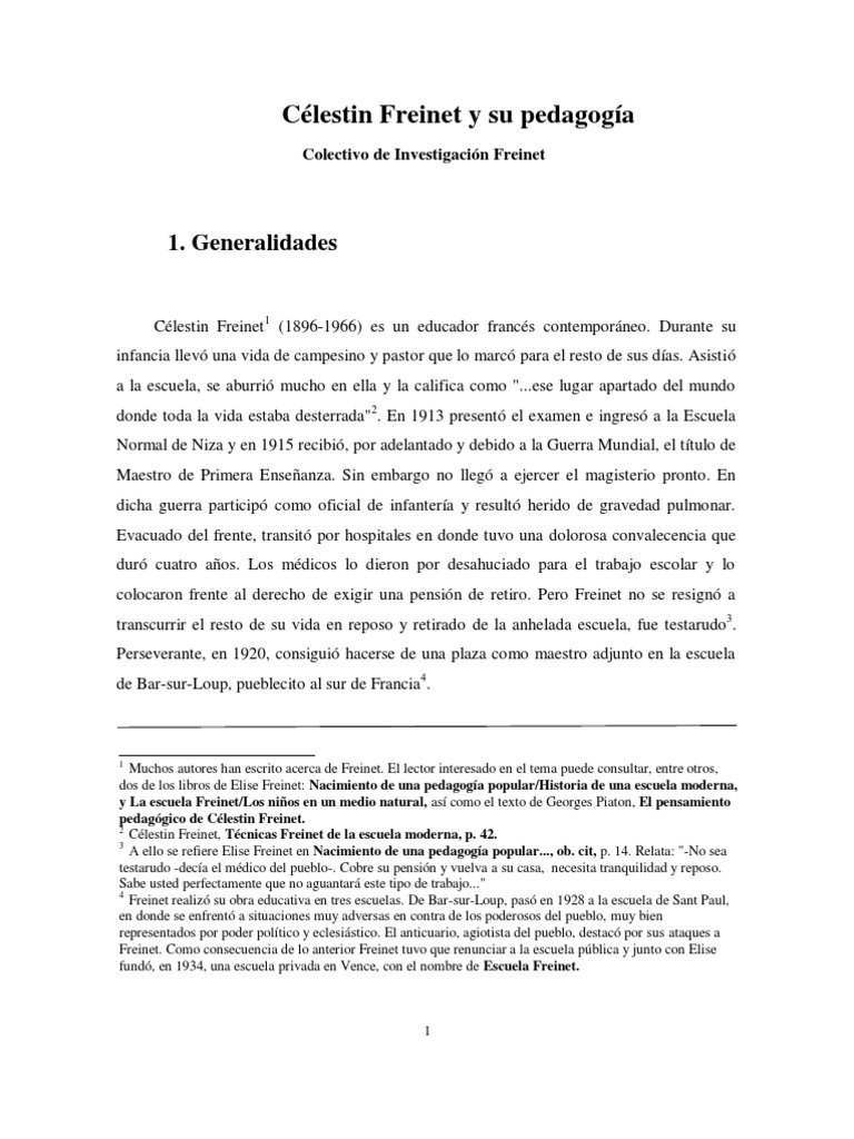 Pedagogía de Célestin Freinet | PDF | Moralidad | Naturaleza