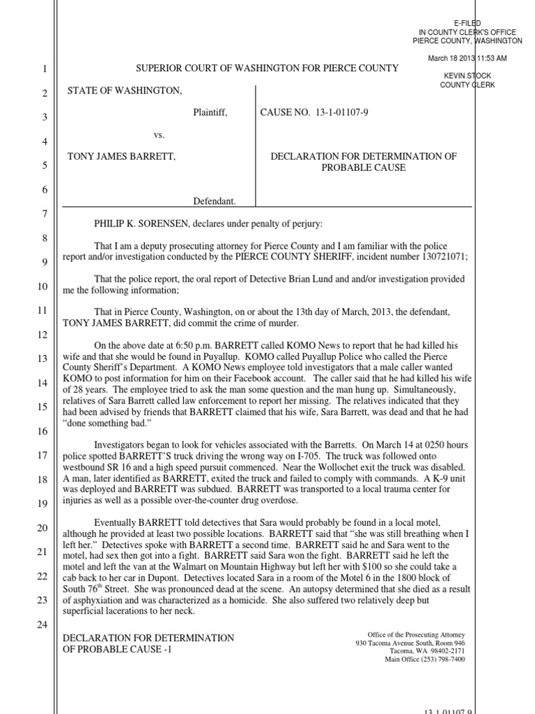 Tony Barrett Charging Documents | PDF | Detective | Police