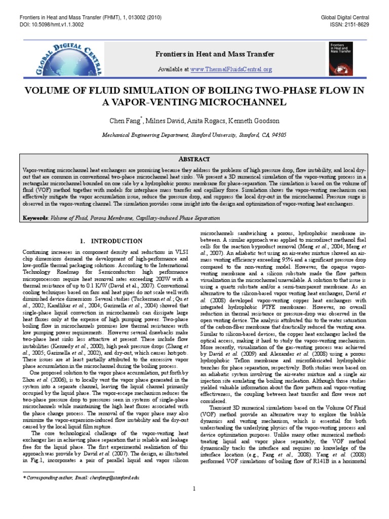 Volume of Fluid Simulation of Boiling Two-Phase Flow in A Vapor-Venting ...