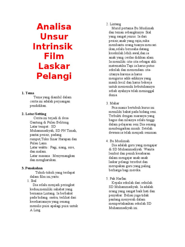 Analisis Unsur Intrinsik Film | PDF