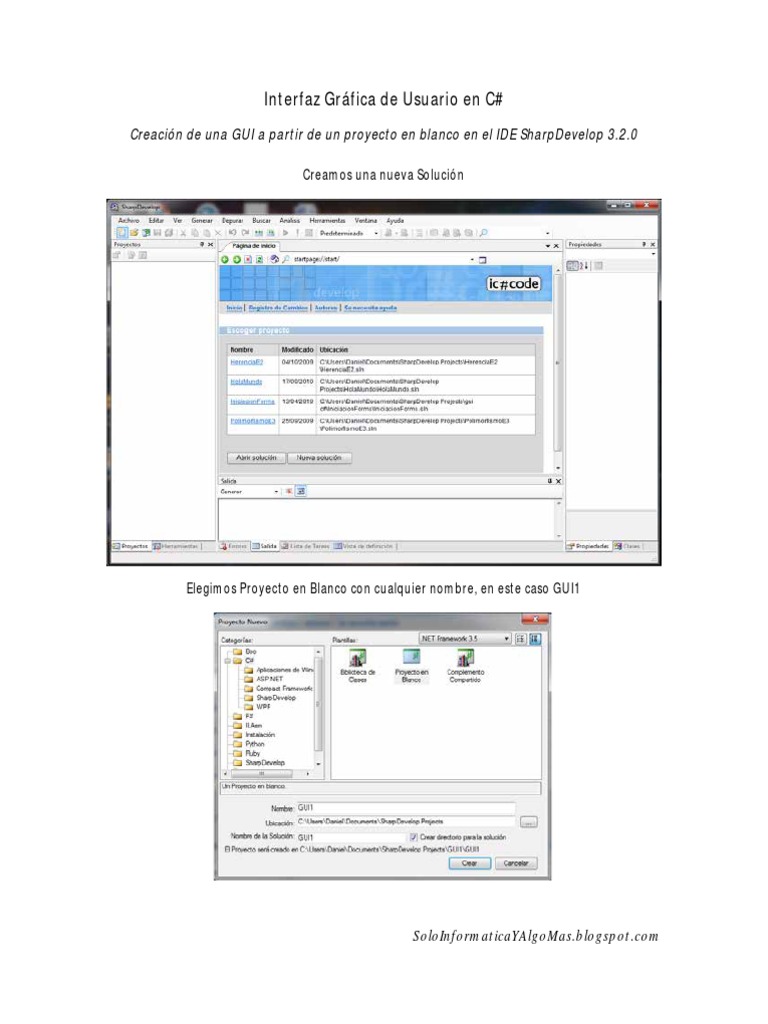Crear GUI en C# con SharpDevelop | PDF | Ventana (informática) | Sistema operativo