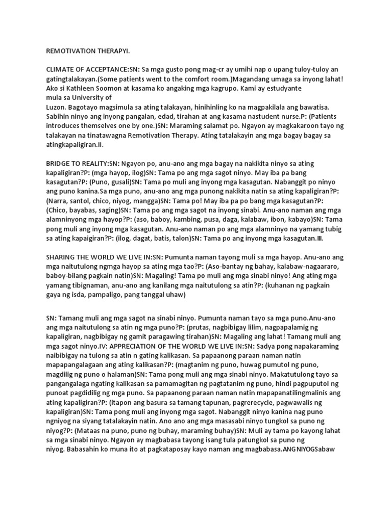 Remotivation Therapyi | PDF