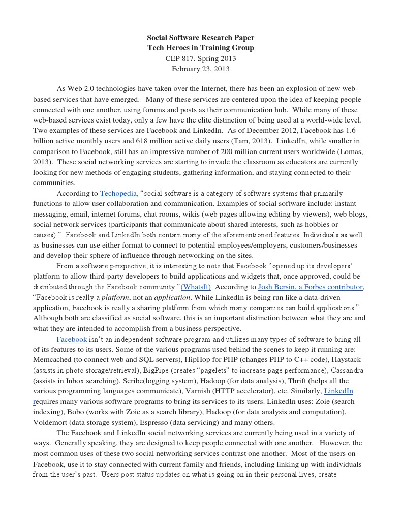 Social Software Research Paper Tech Heroes in Training Group | PDF ...