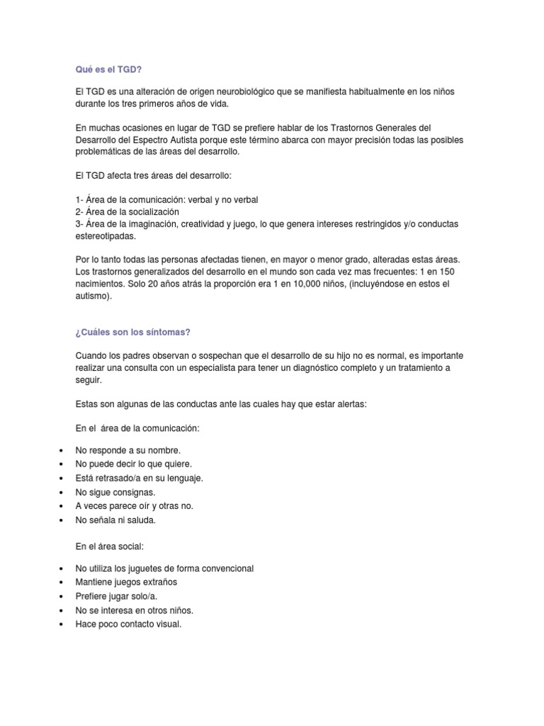 Qué Es El TGD | PDF | Autismo | Síndrome de Asperger
