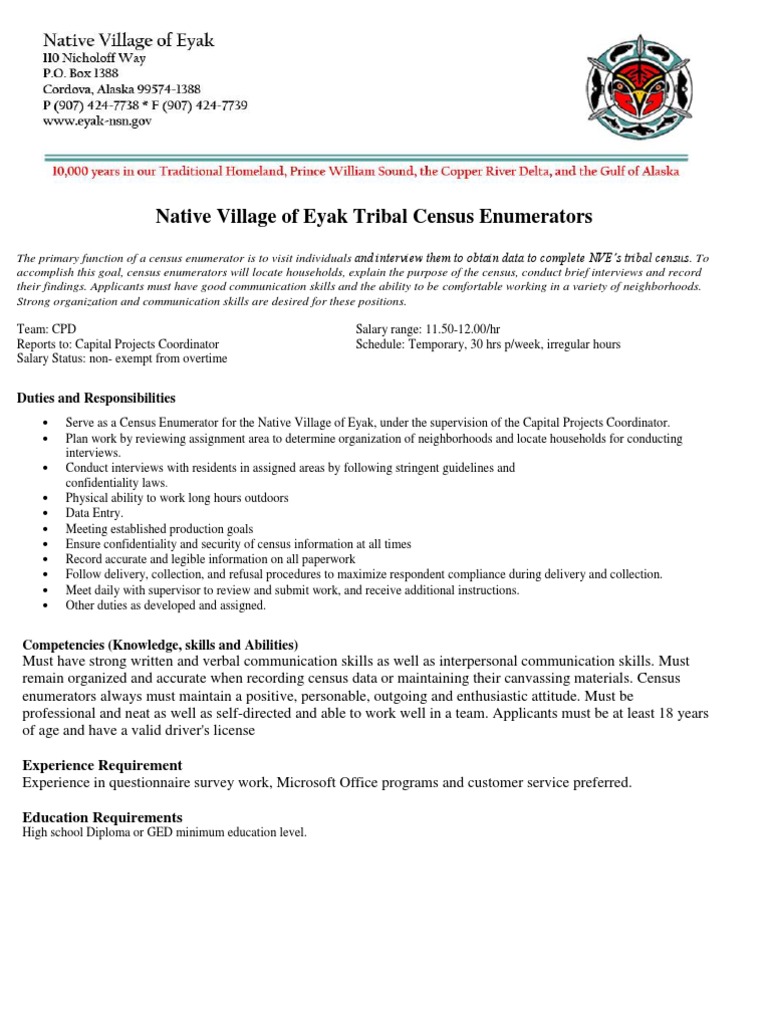 Census Enumerator Job Details | PDF | Census | Competence (Human Resources)