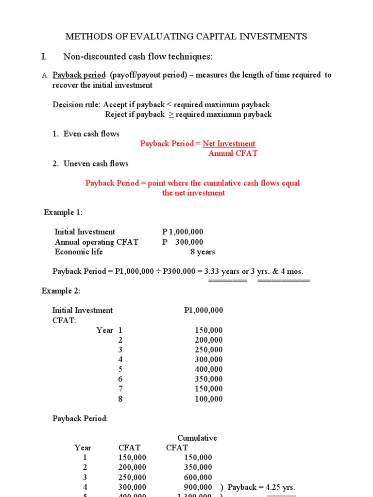 Methods of Evaluating Capital Investments | PDF | Internal Rate Of ...