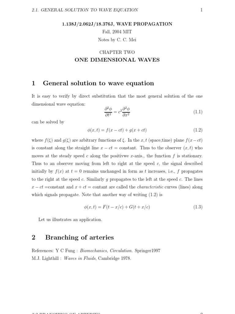 1 General Solution To Wave Equation: One Dimensional Waves | PDF ...