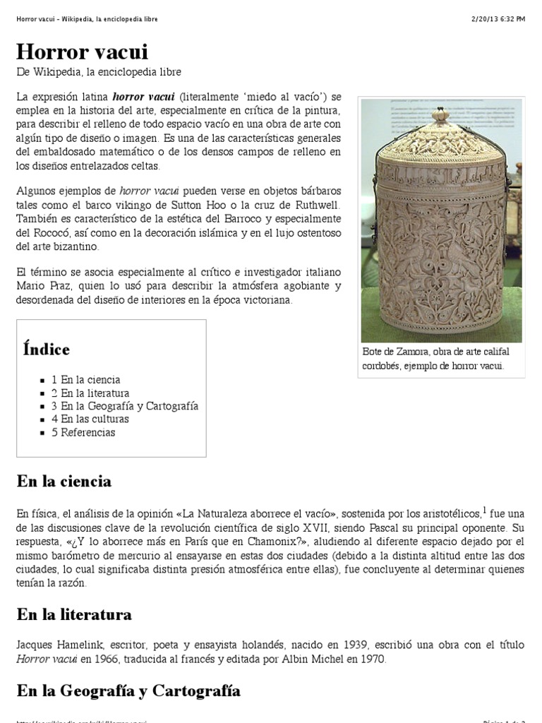 Horror Vacui - Wikipedia, La Enciclopedia Libre | PDF
