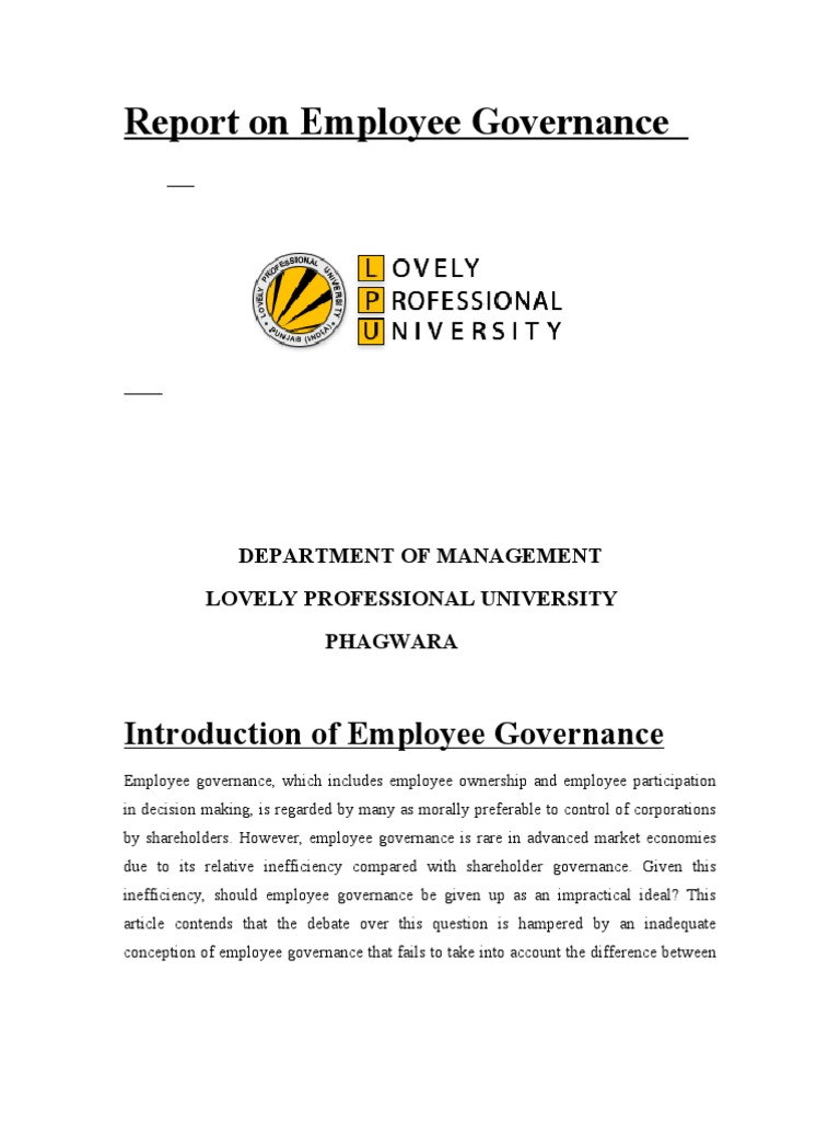 Employee Governance | PDF | Governance | Board Of Directors