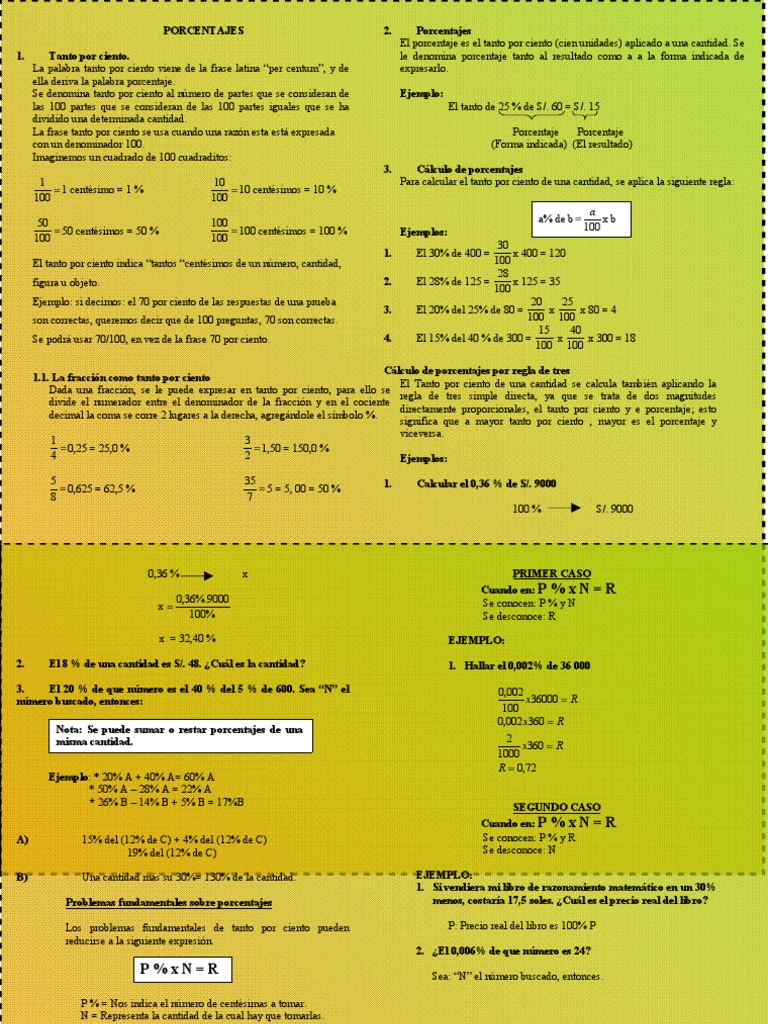 PORCENTAJES | PDF | Fracción (Matemáticas) | Porcentaje