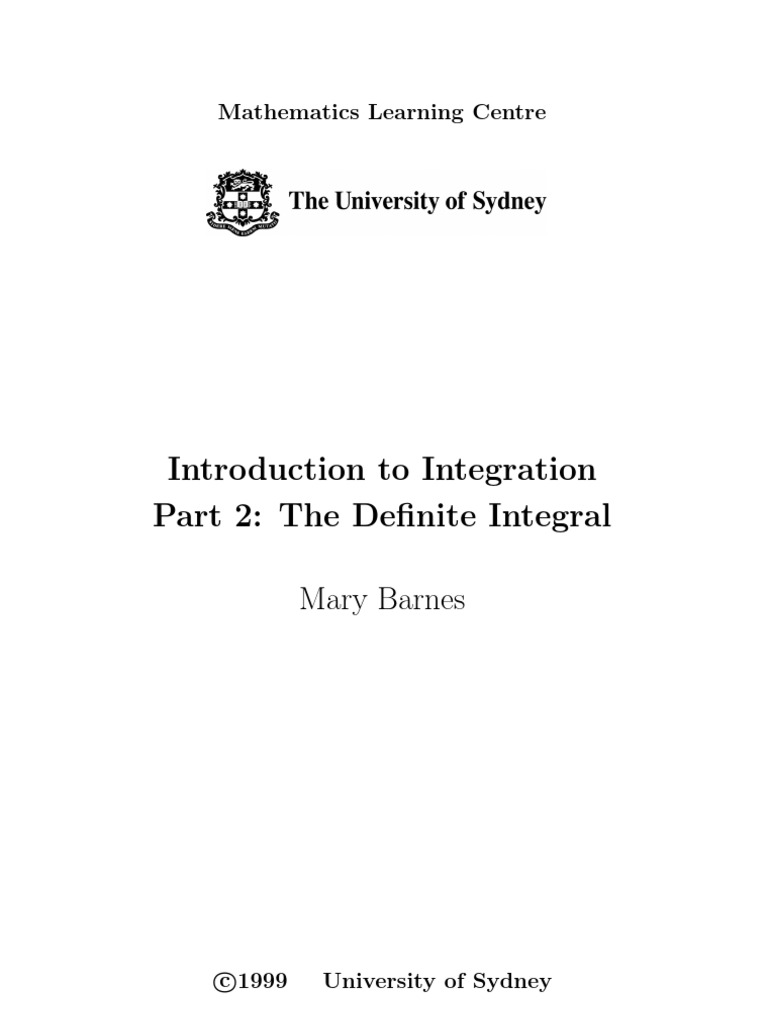 Introduction To Integration Part 2 The Definite Integral Mary Barnes