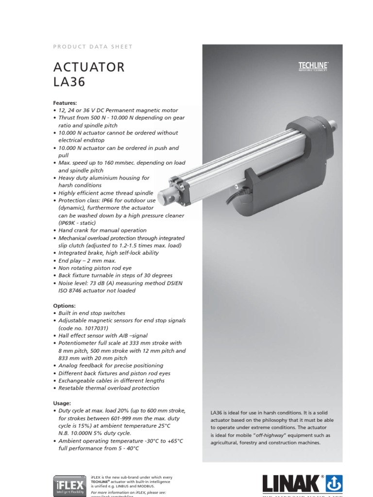 Actuator LA36: Features | PDF | Programmable Logic Controller | Actuator