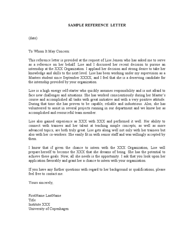 Sample Reference Letter | PDF