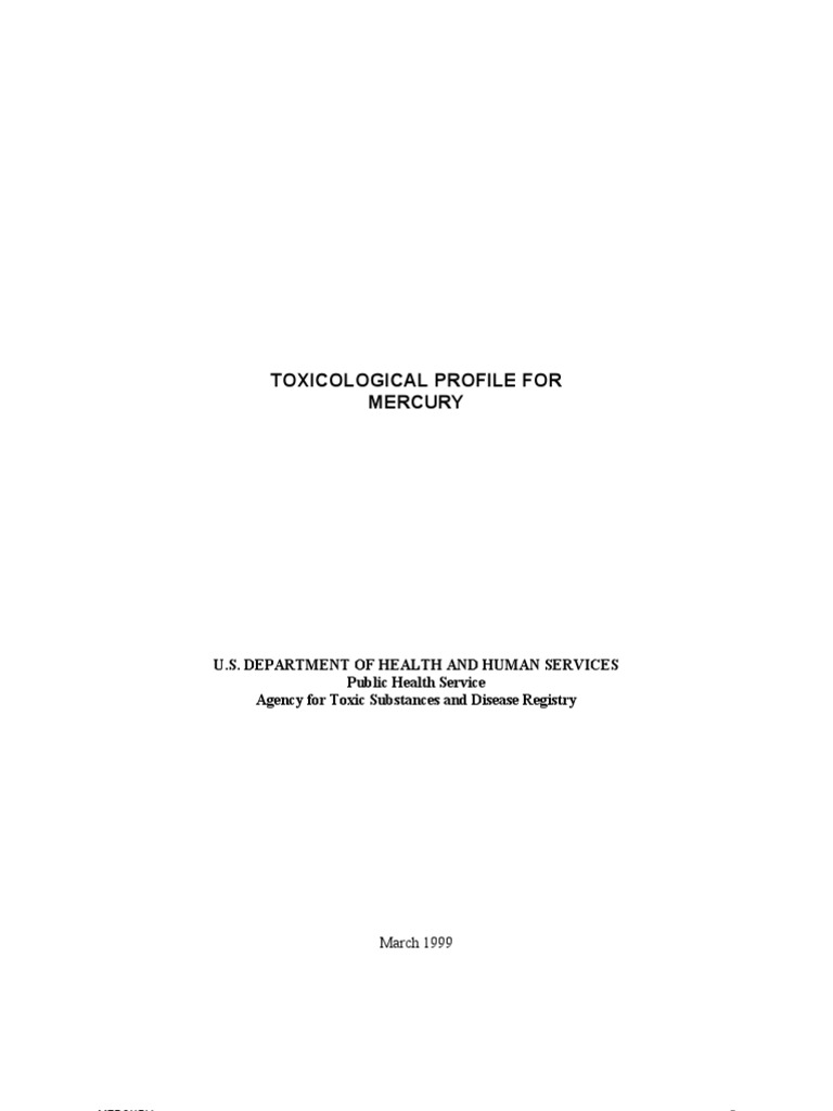 ATSDR - CDC - Toxicologycal Profile For MERCURY | PDF | Mercury ...