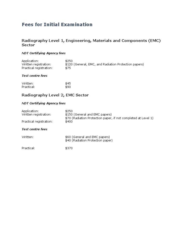 NDT Course Fees Overview UK | PDF | Nondestructive Testing | Materials ...
