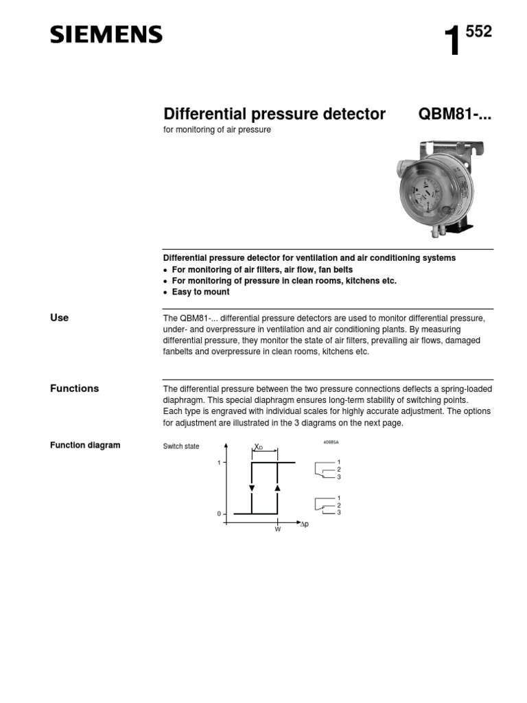 Differential Pressure Detectors | PDF | Pressure Measurement | Duct (Flow)