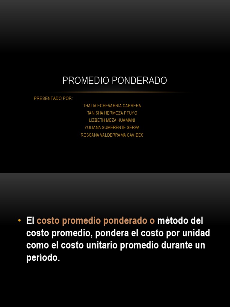 Costo Promedio Ponderado en Contabilidad | PDF | Inventario | Negocios ...