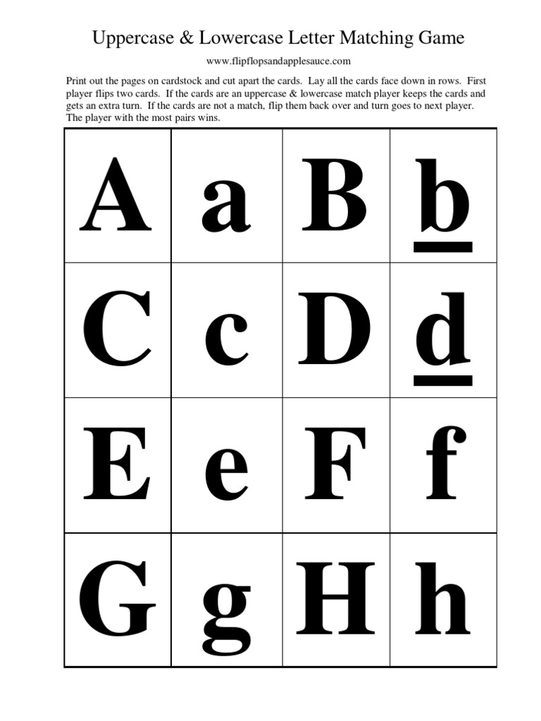 Uppercase & Lowercase Matching Game | PDF