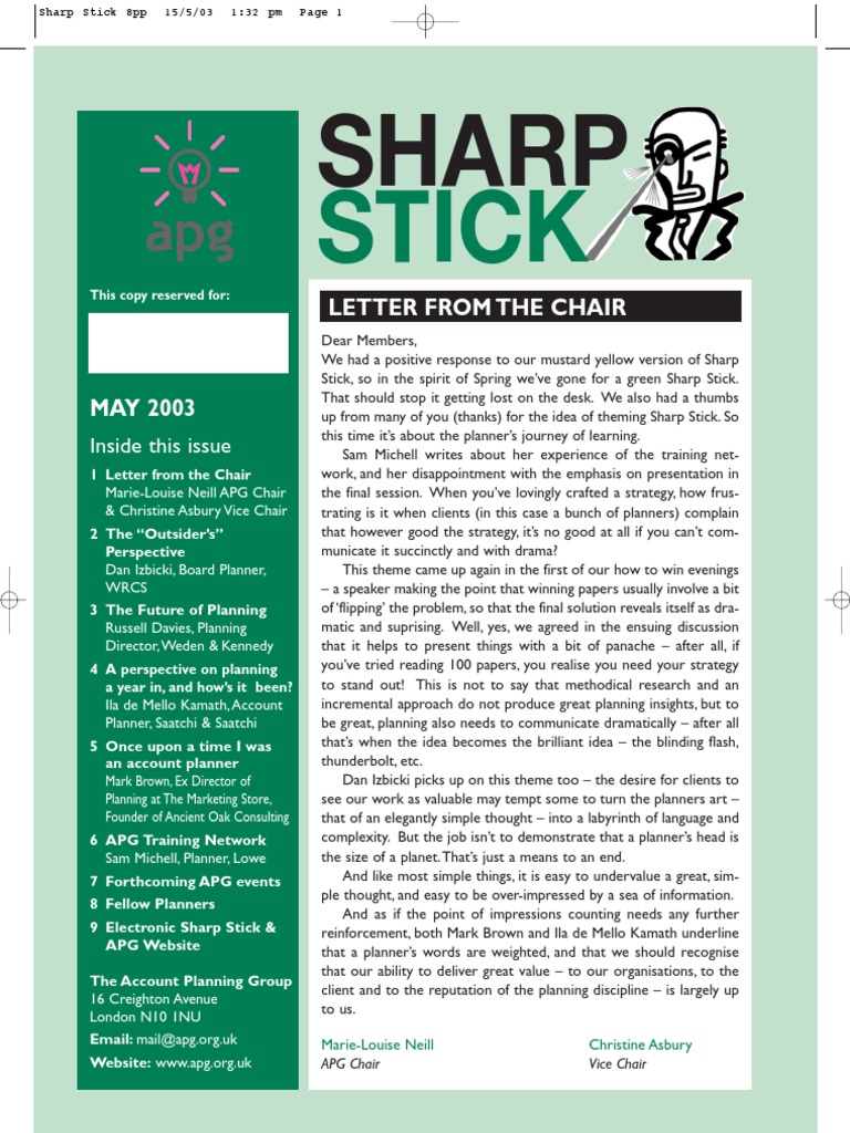 APG Sharp Stick May2003 | PDF | Advertising | Brand
