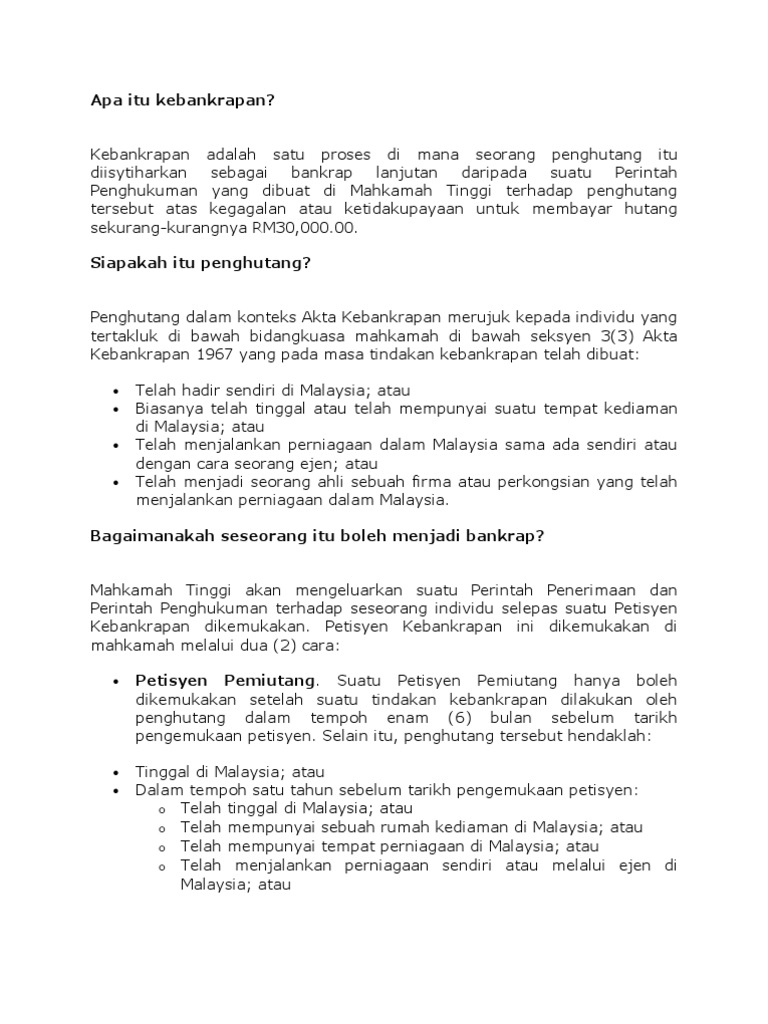 Apa Itu Kebankrapan | PDF
