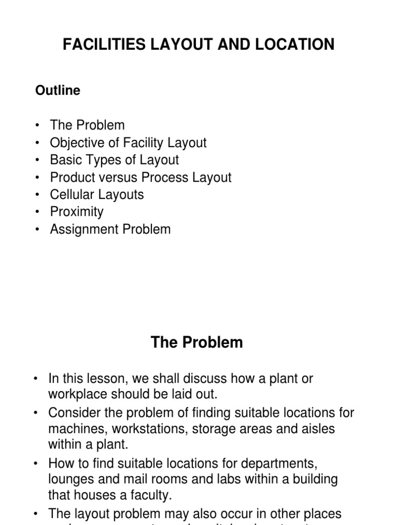 Facilities Layout and Location: Outline | PDF | Inventory | Mathematical Optimization