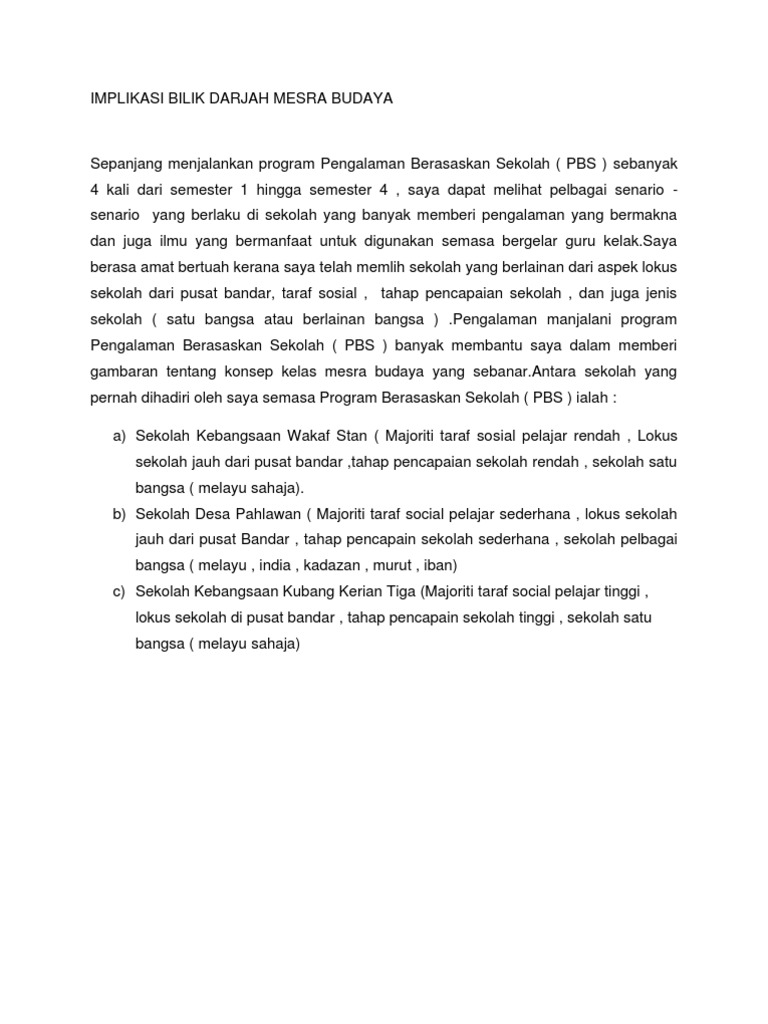 Pengurusan Bilik Darjah Yang Mesra Budaya Adalah Amat Penting Dalam Pengajaran Dan Pembejaran ...