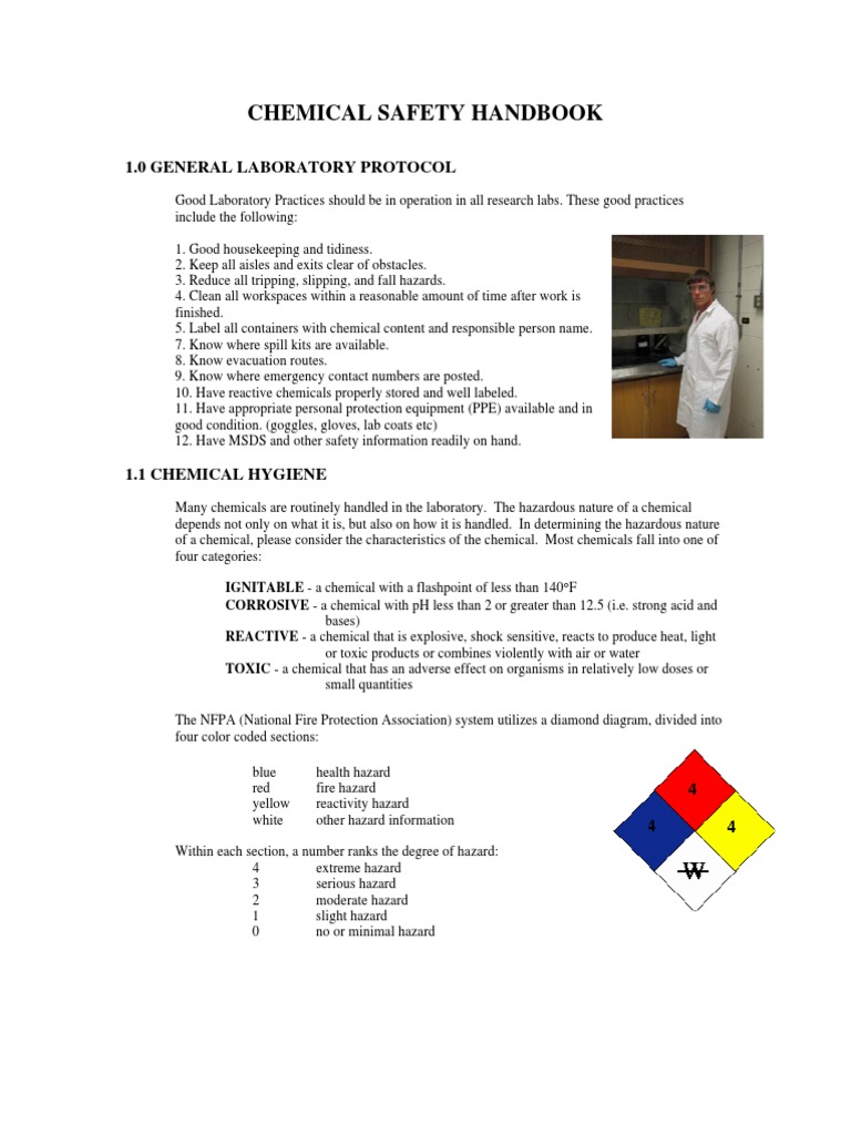 Chemical Safety Handbook: 1.0 General Laboratory Protocol | PDF ...