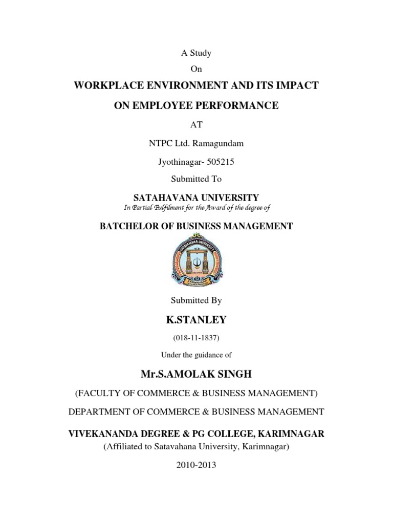Workplace Environment and Its Impact On Employee Performance | PDF ...