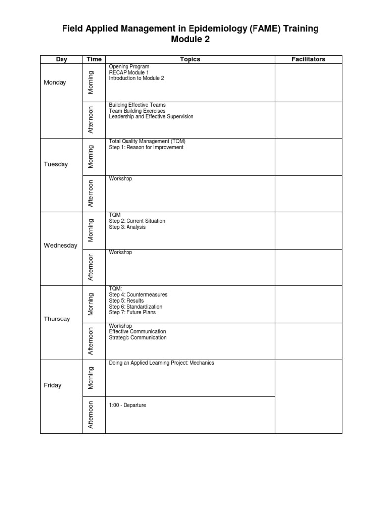 Schedule Applied Epi Course 2nd Module | PDF