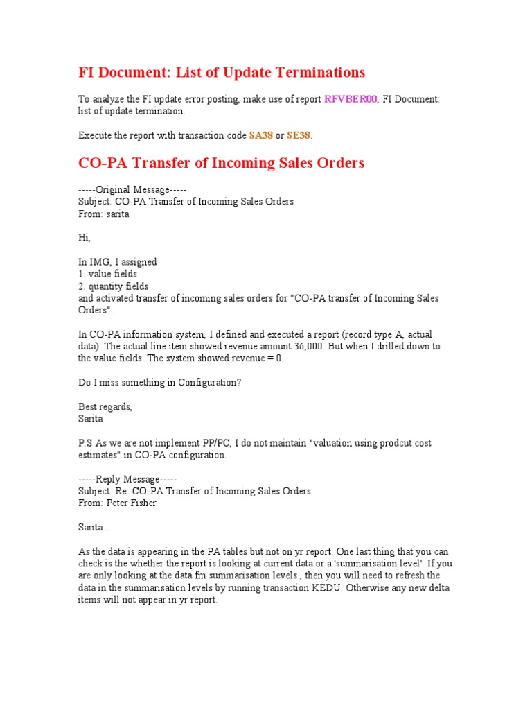 FI Document: List of Update Terminations: SA38 SE38 | PDF | Withholding Tax | Taxes