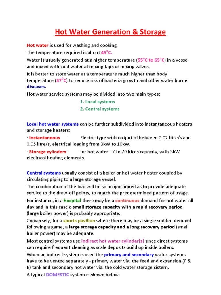 Hot Water Generation & Storage | PDF | Water Heating | Boiler